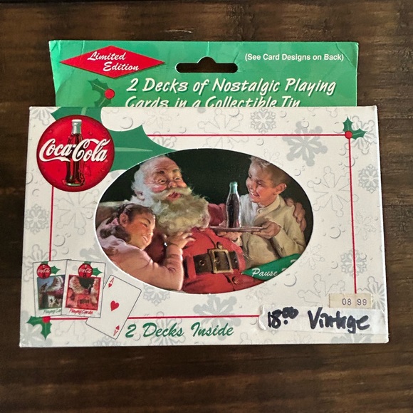 Coca Cola | Games | Vintage Coca Cola Christmas Playing Cards In Tin ...